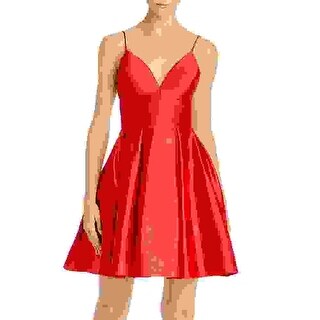 Avery G Women's V-Neck Fit-And-Flare Dress Dark Red Size 6 - Bed Bath ...