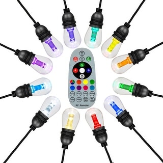 24FT S14 RGB+WW LED Color Changing Christmas String Light Set, Black ...