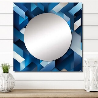 Designart "Minimalist White And Blue Polygons Geometric II" Modern Wall ...