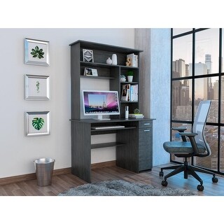 Classic Pull Out Keyboard Panel Workstation Desk with Multiple Shelves ...