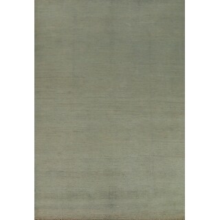 Modern Gabbeh Oriental Area Rug Hand-Knotted Solid Green Wool Carpet ...