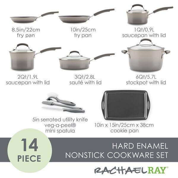 Rachael Ray Classic Brights Porcelain Enamel Ii Nonstick Cookware Set