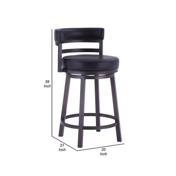 Eva 30 Inch Swivel Bar Stool, Vegan Leather, Curved Back, Black, Gray ...