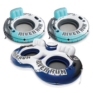 Intex Floating Water Tube Lake Pool (2 Pack) & River Run II 2 Person ...