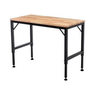 Rubber Wood Shop Table,Heavy Duty Adjustable Workbench for Garage ...