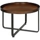 Modern Round Metal Coffee Table with Criss Cross Base, Bronze and Black ...