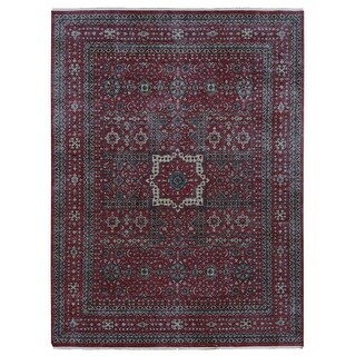 Shahbanu Rugs Maroon Red, Vintage Look Mamluk, Distressed, Zero Pile ...