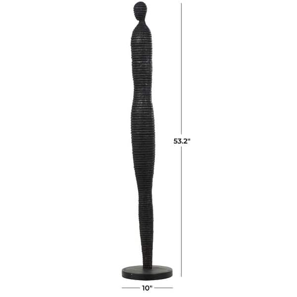 Black Polystone Tall Slim Figure People Decorative Sculpture with ...