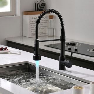 LED Commercial Kitchen Faucet with Pull Down Sprayer, Single Handle ...