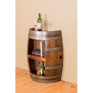 Wine Barrel Designs 35" Tall Solid Wood Half Barrel Shelving Unit - Bed ...
