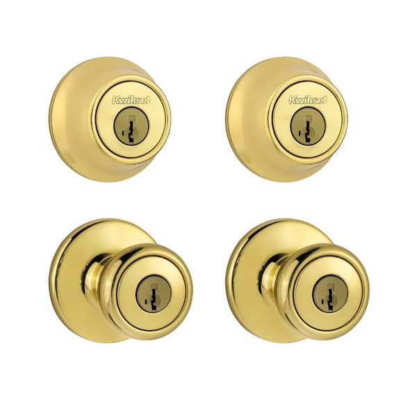Kwikset 242T-3-CP-6AL-K2 Security Combo Lockset, Polished Brass - Bed ...
