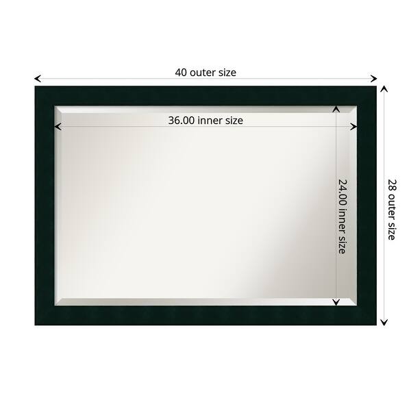 Beveled Wood Wall Mirror - Tribeca Black Frame - Outer Size: 40 x 28 in ...