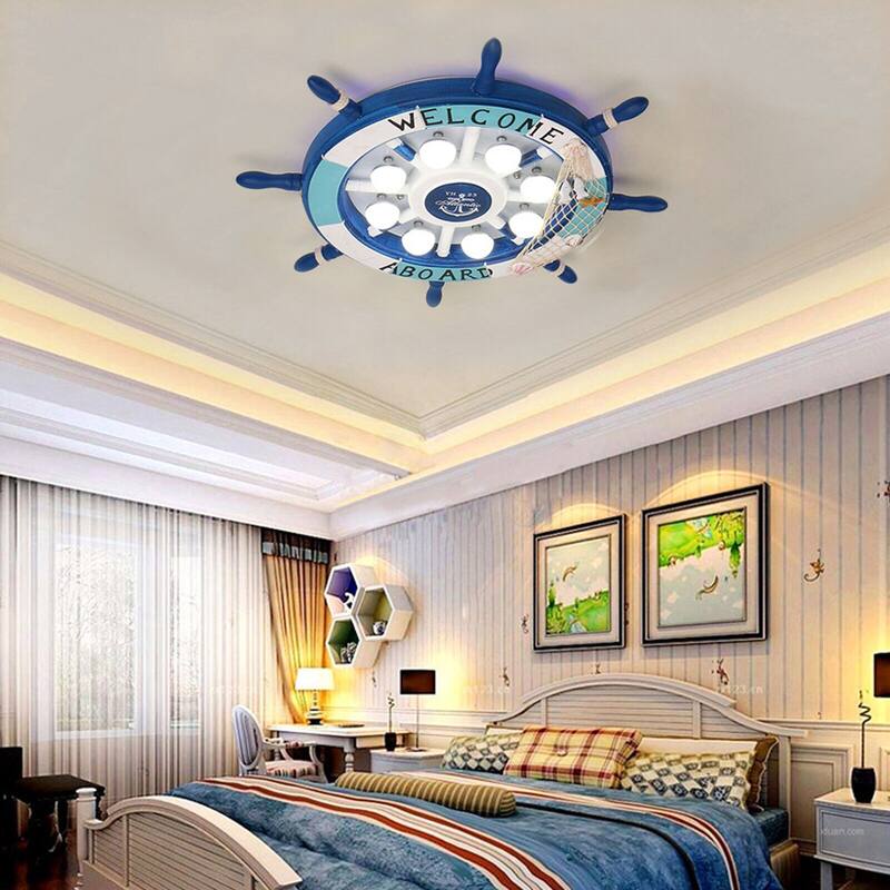 Modern Embedded Rudder Blue Flush Mount Ceiling Light for Kids - 24.4 ...