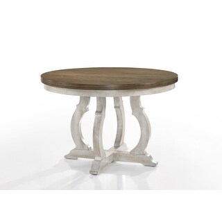 Transitional Round Dining Table,Walnut and Antique White Finish ...