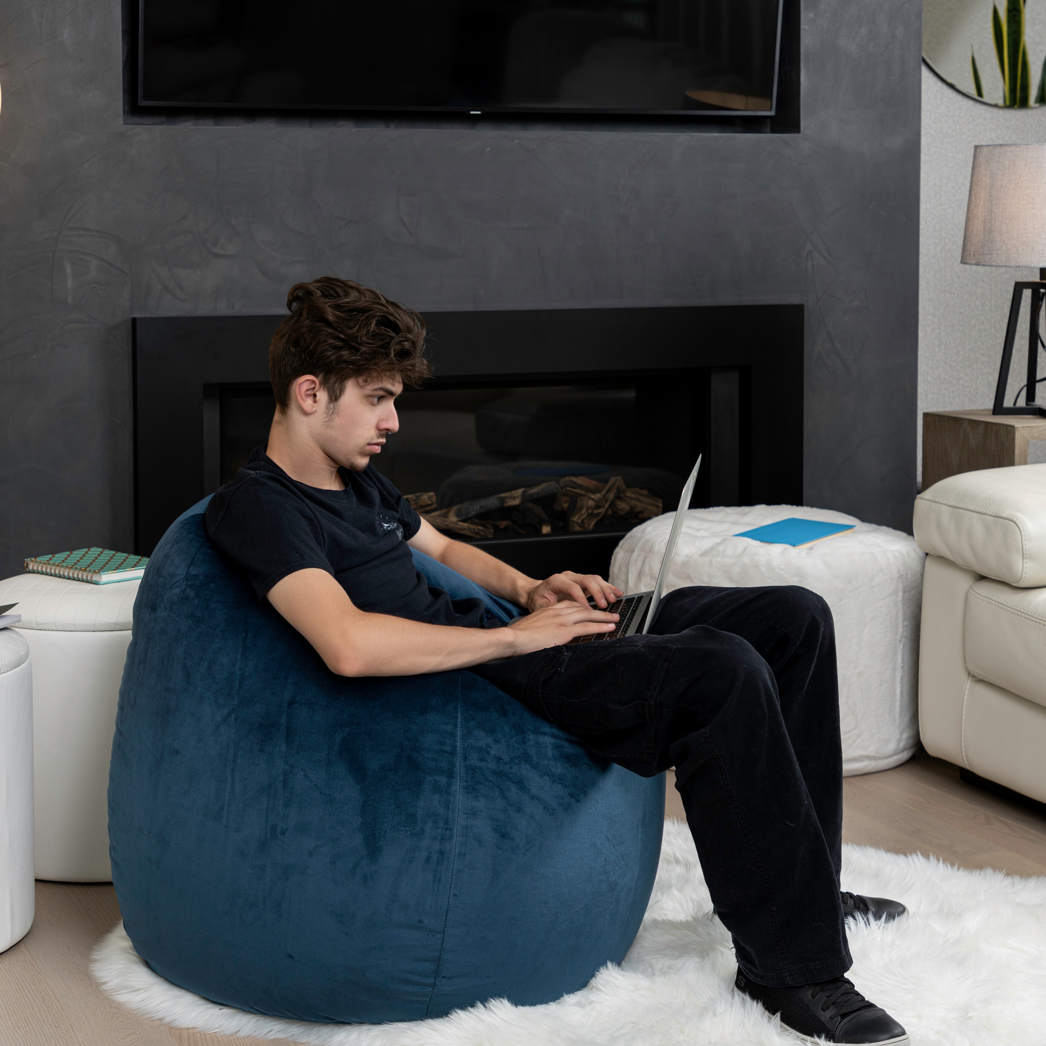 Gouchee Home Sambre Velvet Bean Bag Chair