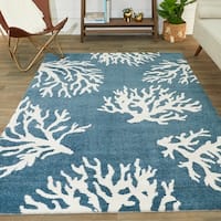 Caistor Coastal Coral Reef Pattern Tropical Area Rug - On Sale - Bed ...