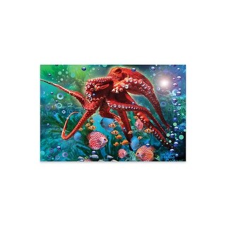 Red Octopus Print On Acrylic Glass by David Loblaw - Bed Bath & Beyond ...