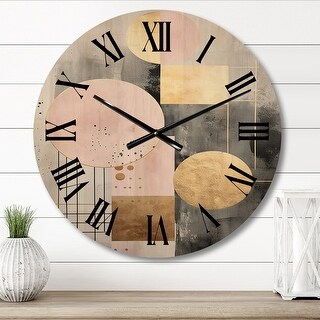 Designart "Full Moon Bloom Retro Geometry Pink Gold VI" Abstract ...