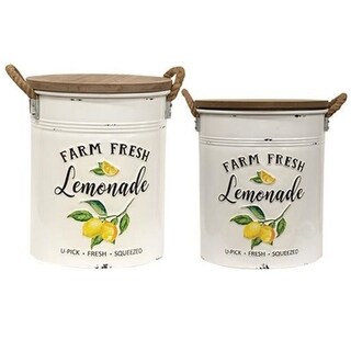 2/Set Distressed Embossed Farm Fresh Lemonade Canisters - 12"Dia x 14"H ...
