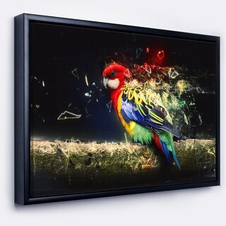 Designart "Colorful Parrot on Branch" Animal Framed Canvas Wall Art ...