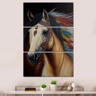 Designart "Amerindian Horse With Feathers V" Animals Horse Indian ...