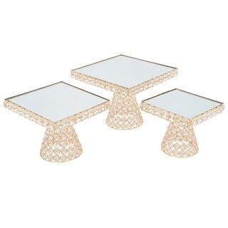 3-Pieces Gold Square Cake and Cupcake Stand Set - Bed Bath & Beyond ...