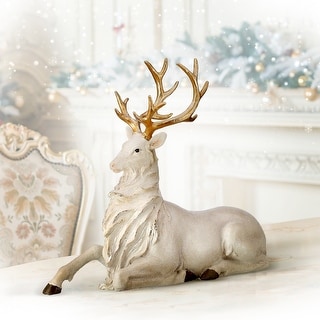 14" Resin Champagne Frost Laying Elk - Bed Bath & Beyond - 36560734