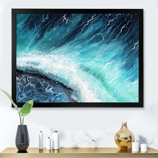 Designart "Navy Blue Ocean Waves With White Seafoam I" Nautical ...