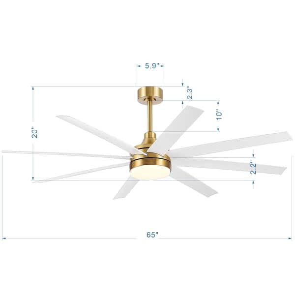 65 Inch Gold Modern Ceiling Fan with Light Remote(8-Blade) - On Sale ...