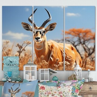 Designart "Antelope Graceful Wanderer" Animals Canvas Art Print Set ...
