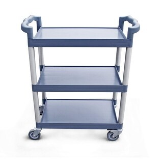 350-Pound Plastic 3-Tier Utility Bus Cart with Locking Casters, 42.5 ...