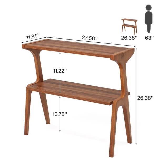 Wood 2-Tier Narrow End Side Chairside Table for Living Room - Bed Bath ...