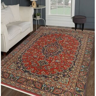 Noori Rug Fine Vintage Distressed Pasha Red/Navy Rug - 5'8" x 9'5 ...