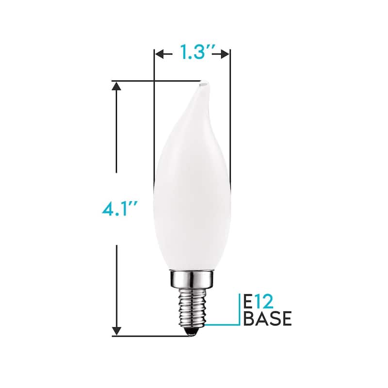 Luxrite LED Chandelier Light Bulb, E12 LED Bulb Dimmable, 40W Equivalent, 2700K Warm White ...