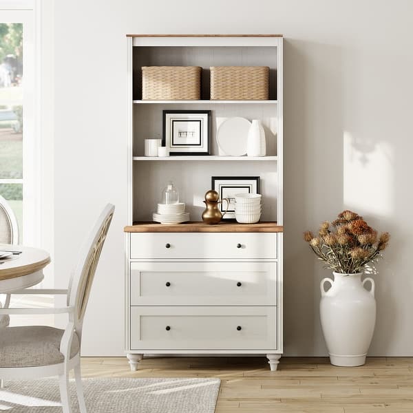 White Bookcase with Doors, Large Wood Farmhouse Book Case Shelf - Bed ...