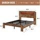 Queen Size Wood Platform Bed Frame with Storage LED Light Headboard and ...