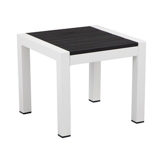 Josh 18 Inch Side End Table, Jet Black Polyresin Planks, Aluminum Frame ...