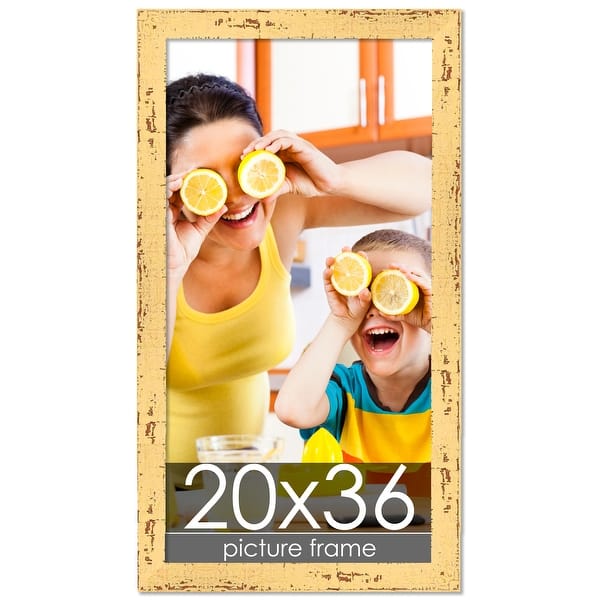 20x36 Shabby Chic / Farmhouse Yellow Complete Wood Picture Frame with ...