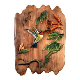Hummingbird Hand Crafted Intarsia Wood Art Wall Hanging 17 X 21 X 2 ...