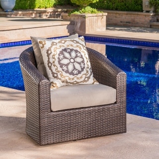 Outdoor Patio Single Chair Club Chairs With Cushion and Swivel Base For ...