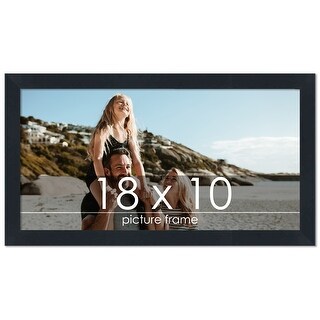 18x10 Frame Black 1 1/8" Wide Solid Wood Picture Frame - UV Acrylic ...