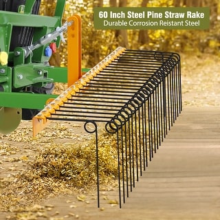 60 Inch Pine Straw Rake, 26 Coil Spring Tines Durable Powder Coated ...