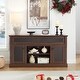 2 Door Embossed Pattern TV Stand with Open Storage Shelf and Sliding ...
