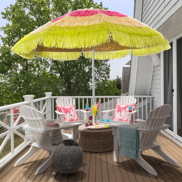 Cozywor Outdoor Patio Steel Tilt Thatched Tiki Beach Umbrella - On Sale ...
