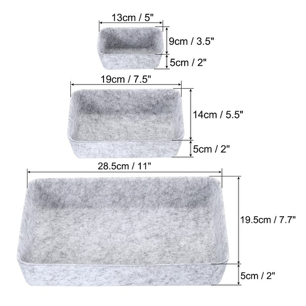 Felt Drawer Organizer, 7 Pack Desk Drawers Organizers Tray, Light Gray ...