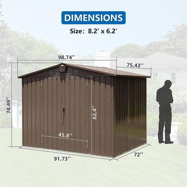 Outdoor Storage Shed with Double Lockable Doors and Air Vents for ...
