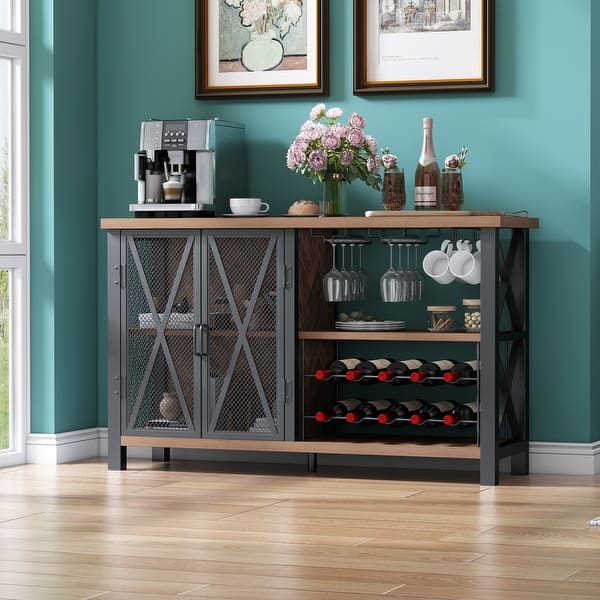 Myhozm Buffet Bar Cabinet with Wine Rack, Modern Buffet/Sideboard Wine ...