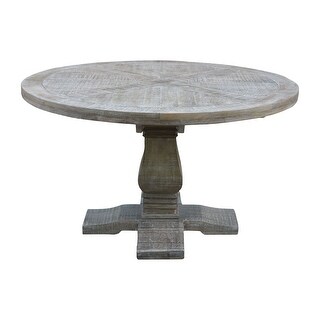 Amsterdam 53-inch Round Pine Dining Table, Washed White Finish - Bed ...