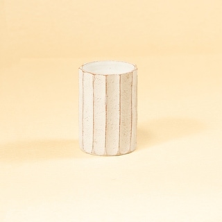Rustic Fluted Cylinder White H 10"- ST - White - White - Bed Bath ...