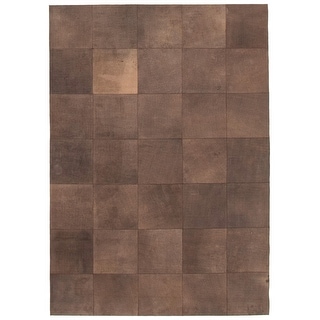 ECARPETGALLERY Handmade Cowhide Patchwork Taupe Leather Rug - 4'7 x 6'5 ...
